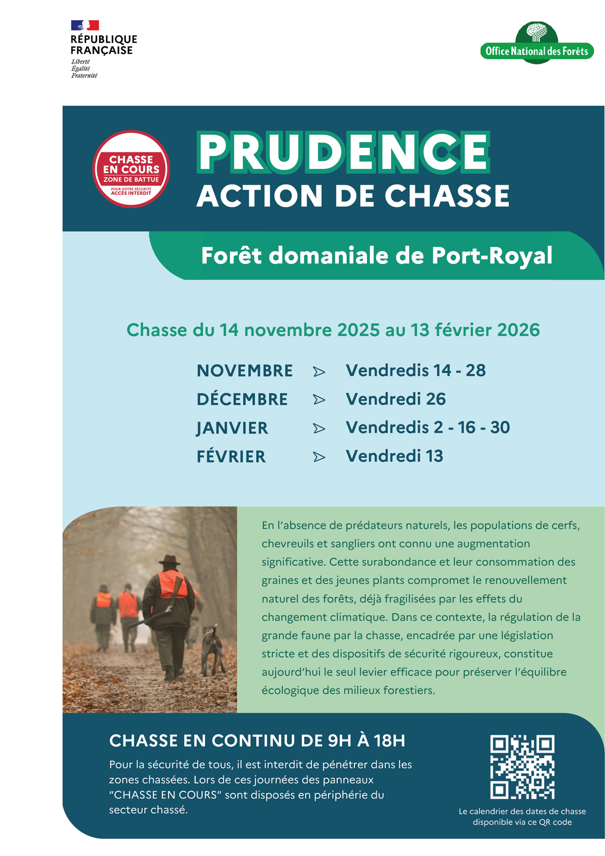Voisins-le-Bretonneux - Calendrier de chasse en forêt de Port-Royal